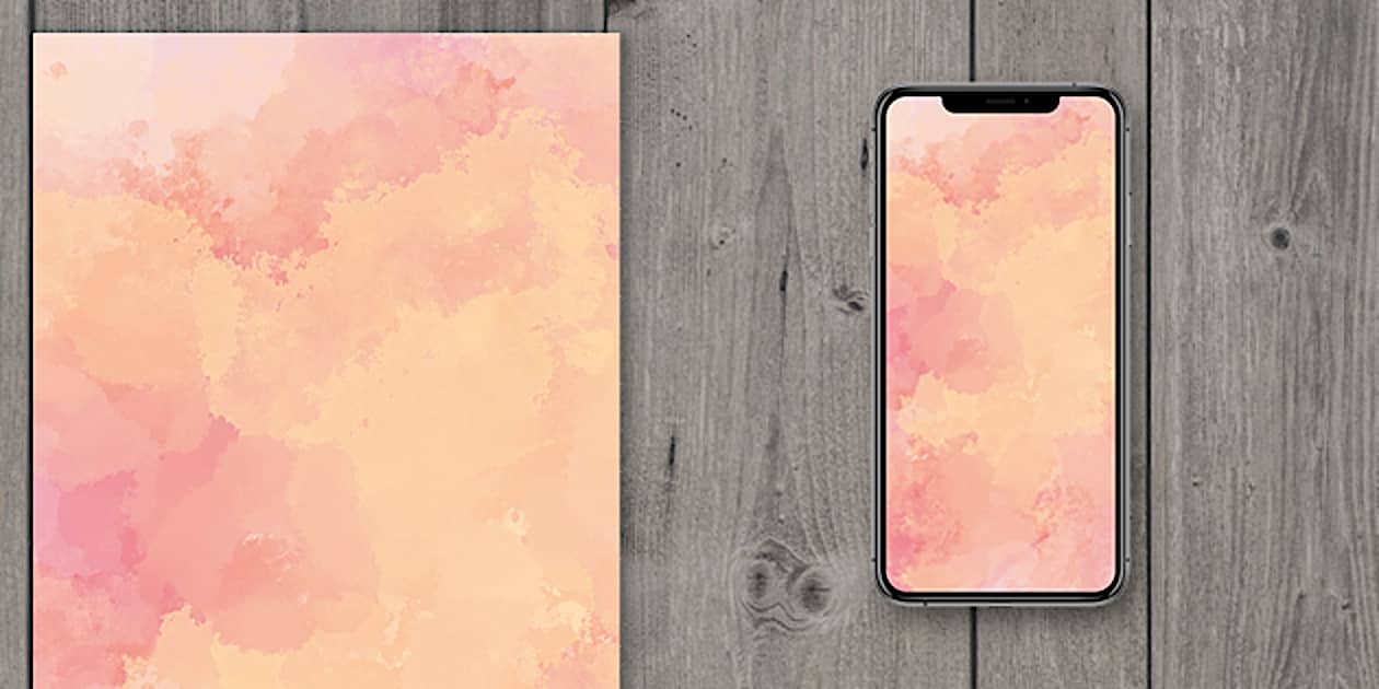 Coral Watercolour Phone Wallpaper