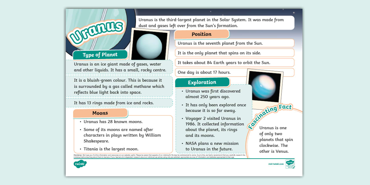 KS1 Uranus Fact File (teacher made) - Twinkl
