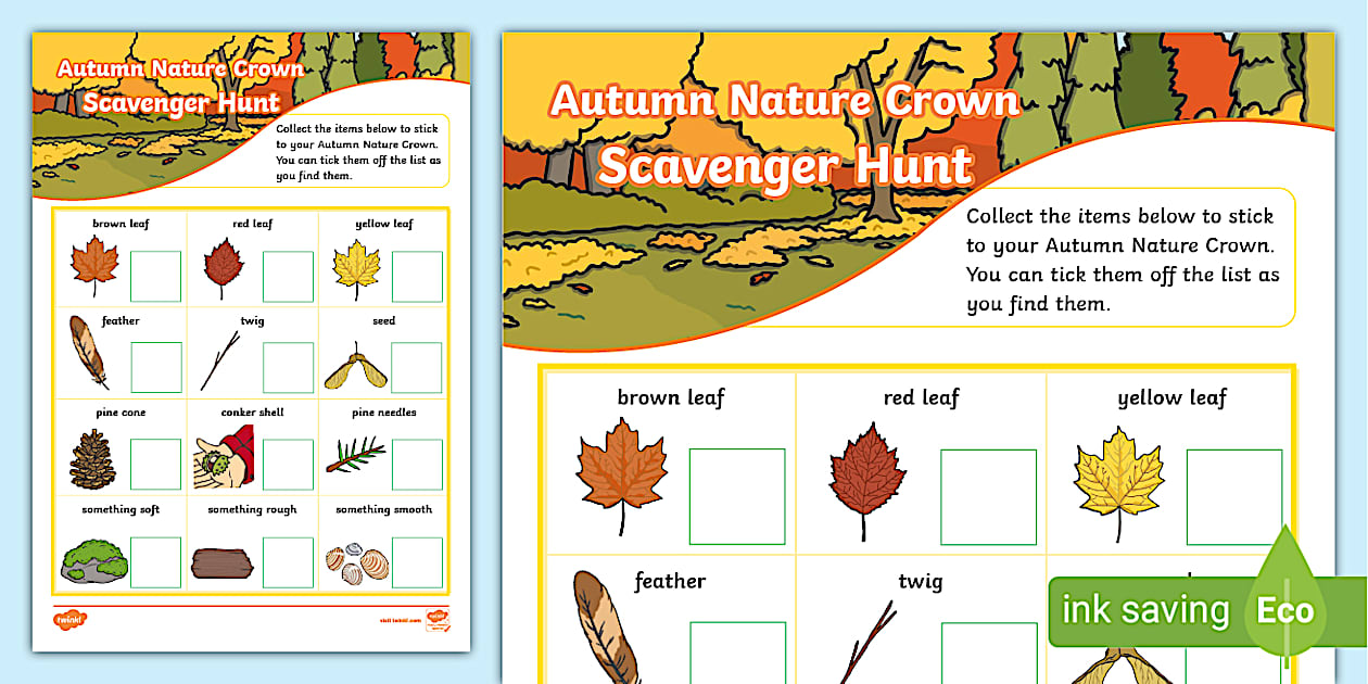 Autumn Nature Crown Scavenger Hunt - Twinkl - KS1 - Twinkl