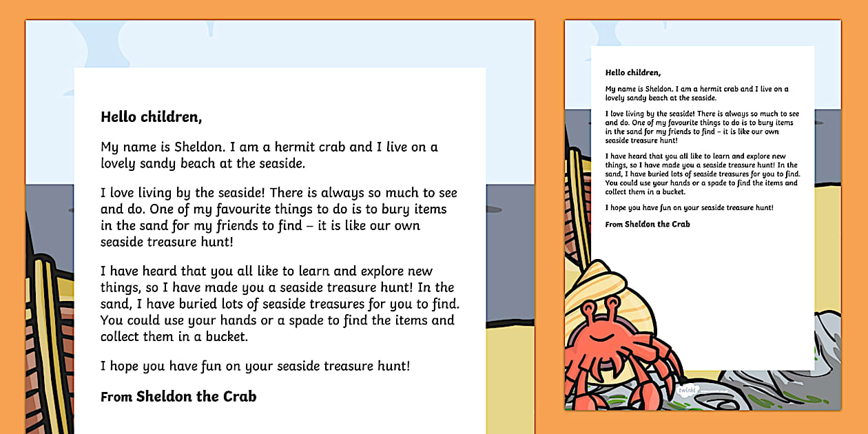 Editable Seaside Treasure Hunt Letter