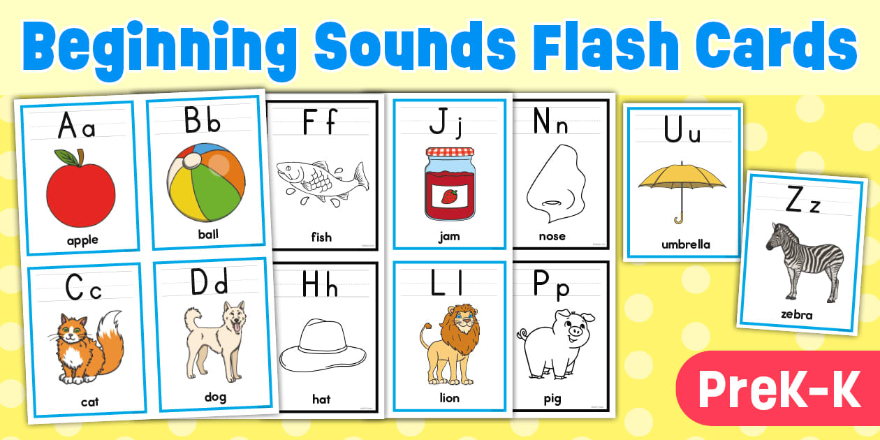 Beginning Sounds Flash Cards for PreK-K