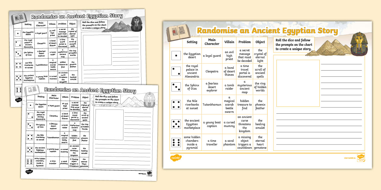 Randomise an Ancient Egyptian Story Writing Template
