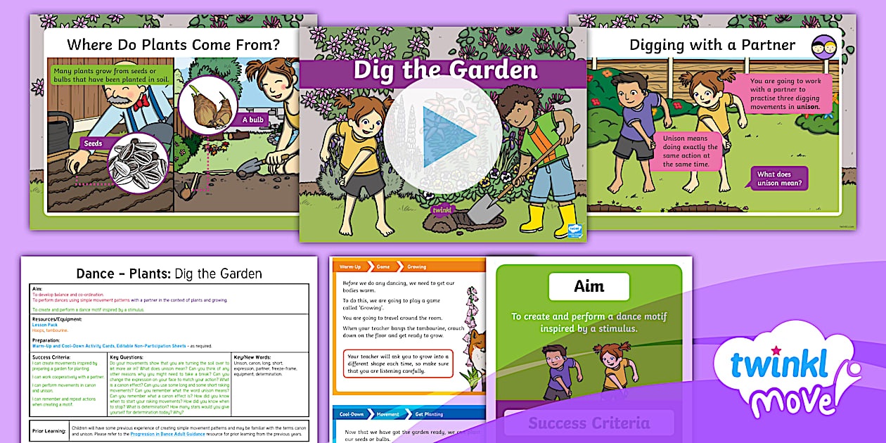 👉 Twinkl Move PE - Y2 Dance: Plants Lesson 1 - Dig the Garden