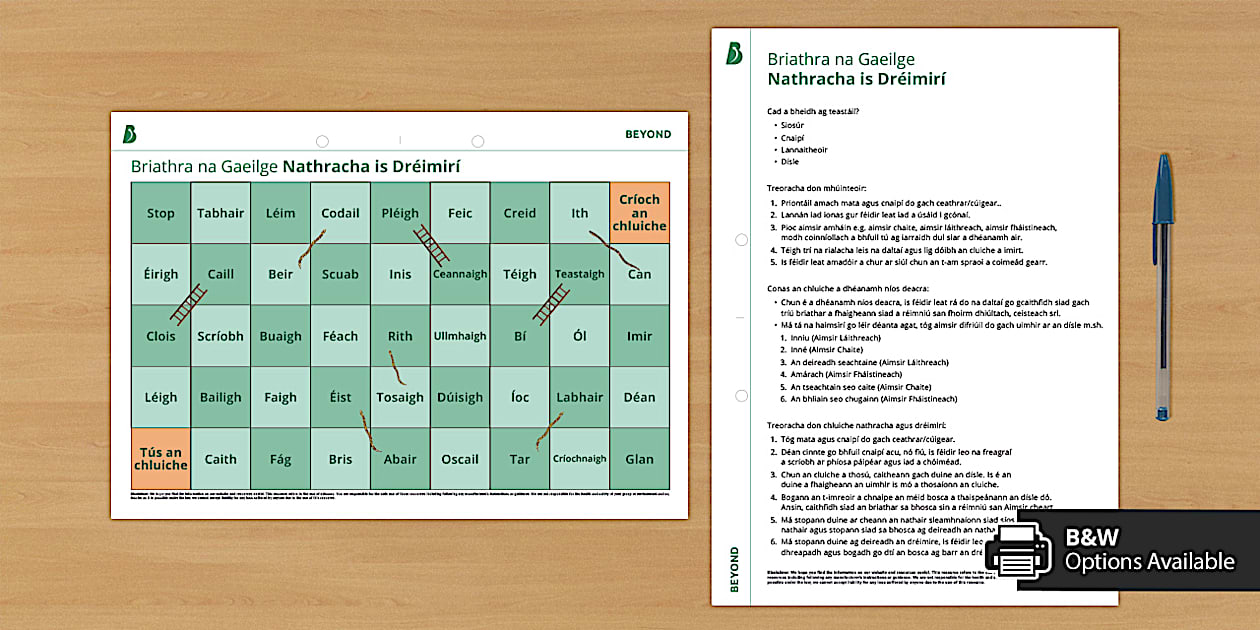 Briathra na Gaeilge - Nathracha is Dréimirí - Twinkl