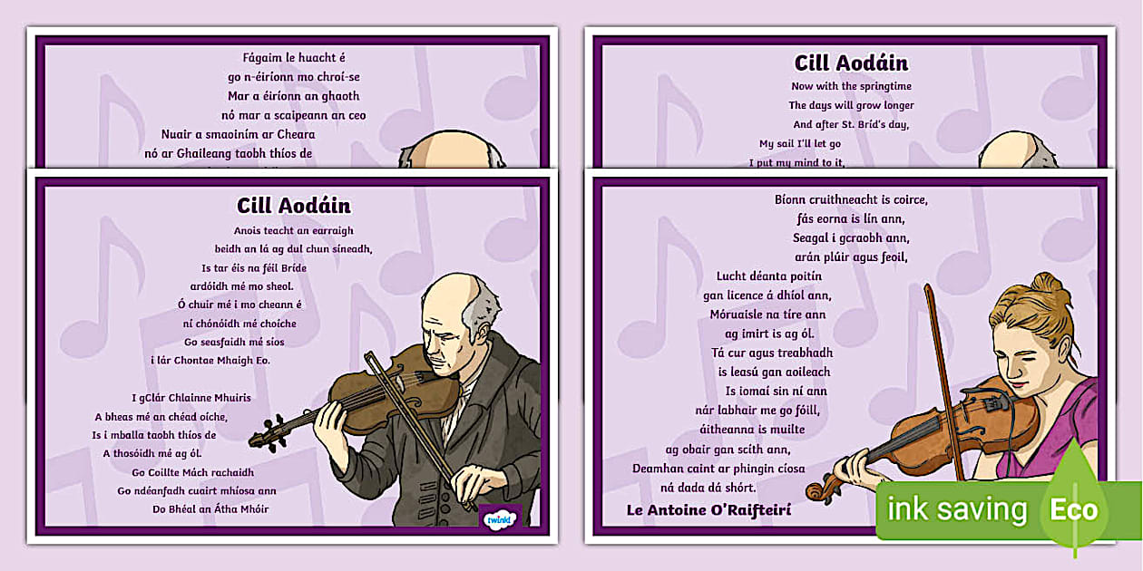 Cill Aodain by Antoine Ó Raifteirí Display Poster - Twinkl
