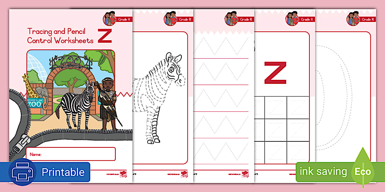 Gr. R Phonics Letter Z Tracing and Pencil Control Worksheets
