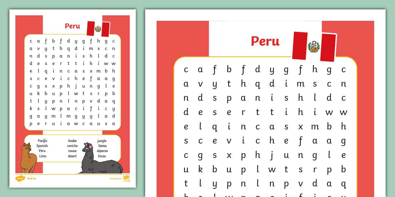 KS1 Peru Word Search (teacher made) - Twinkl