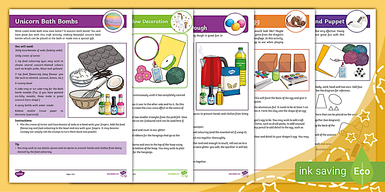 Dragons and Unicorns Craft Activity Pack - Twinkl