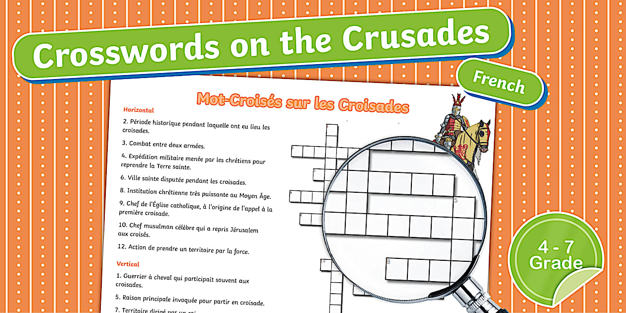 Crosswords on the Crusades - French (teacher made) - Twinkl