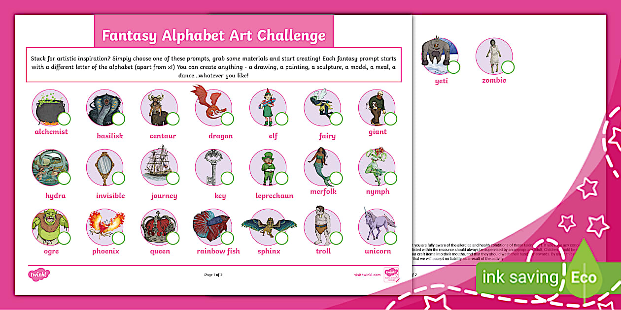 Fantasy Alphabet Art Challenge (teacher made) - Twinkl