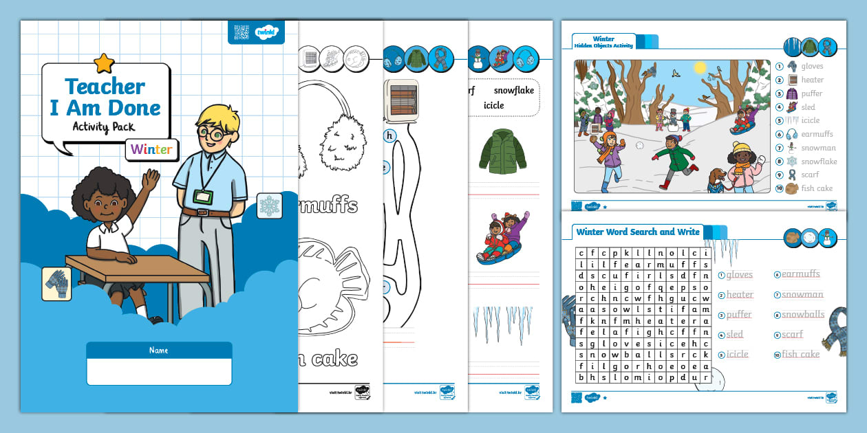 Teacher I Am Done Activity Pack | Winter | Lv.1 - Twinkl