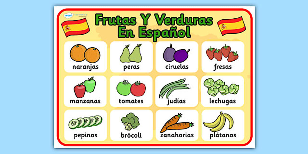 Fruit in Spanish | Display Poster (teacher made) - Twinkl