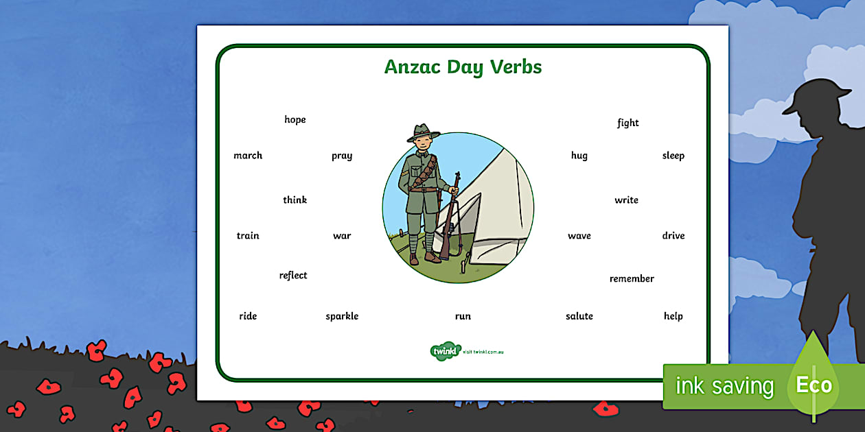 SA Anzac Day Verbs Word Mat (teacher made) - Twinkl
