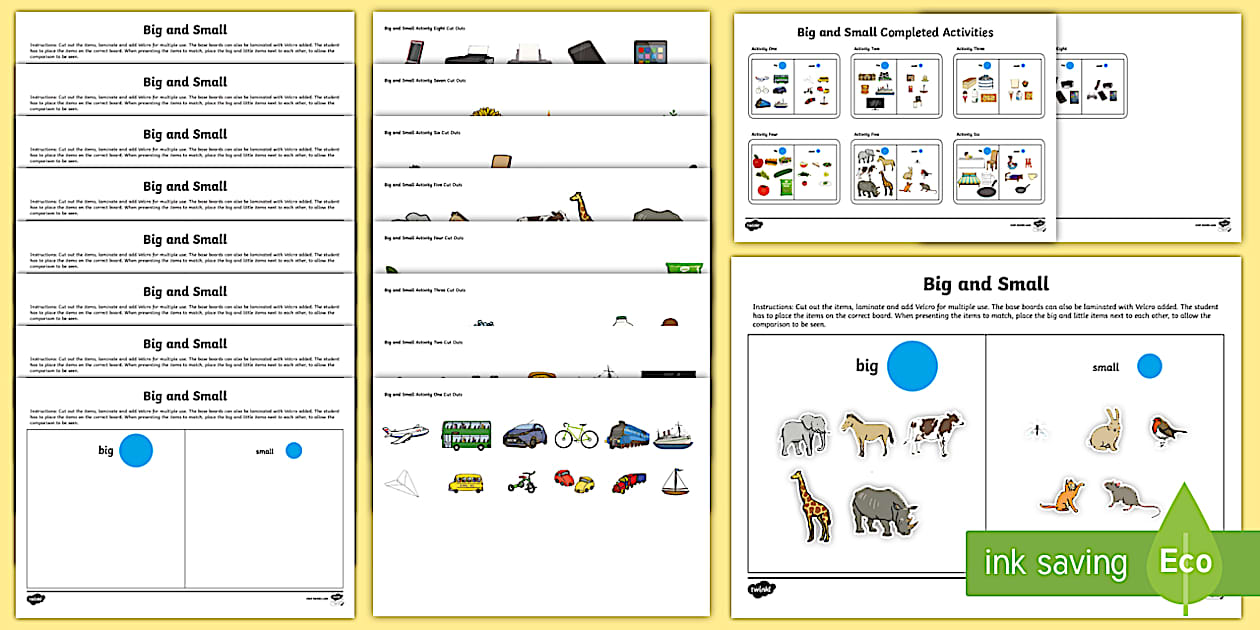 Workstation Pack: Big and Small Activity Pack - Twinkl