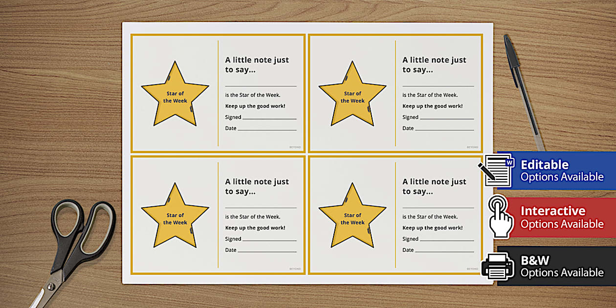 👉 Star of the Week Reward Postcards (teacher made)