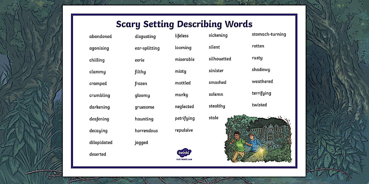 Editable KS2 Scary Setting Description Examples Word Mat