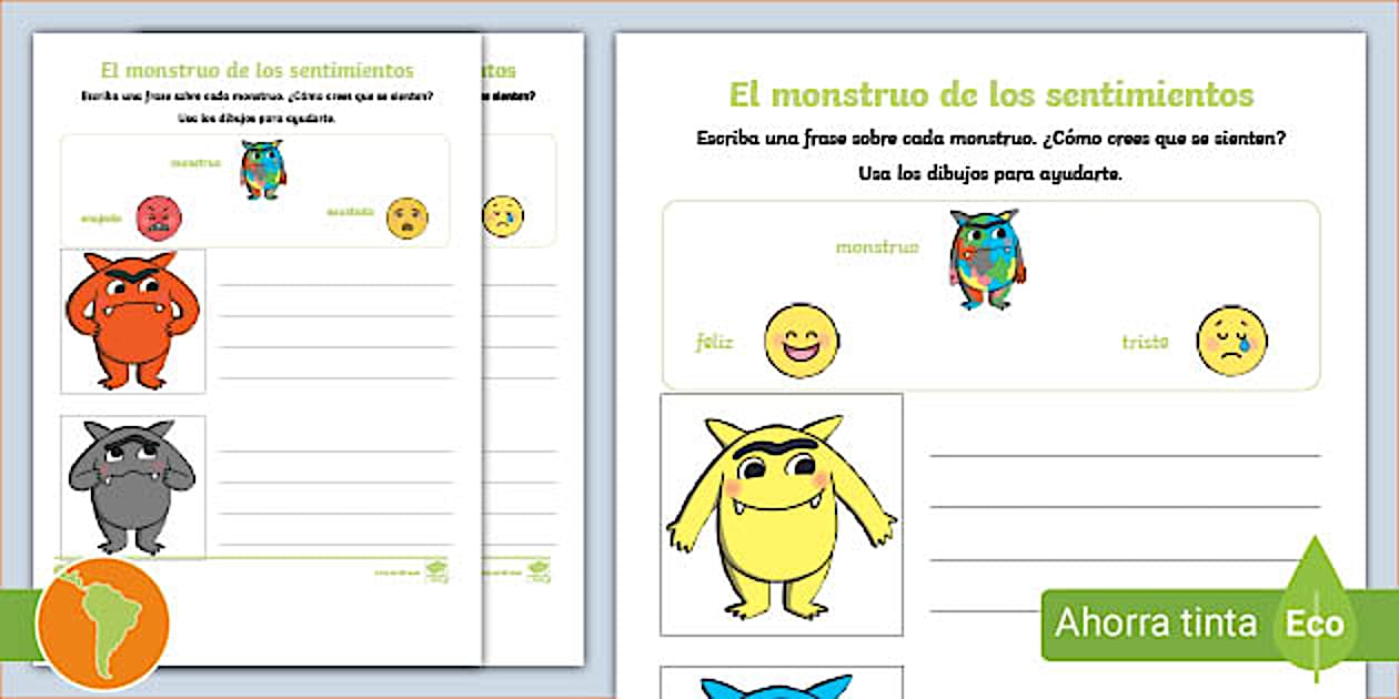 Actividad: emociones del monstruo de colores para imprimir