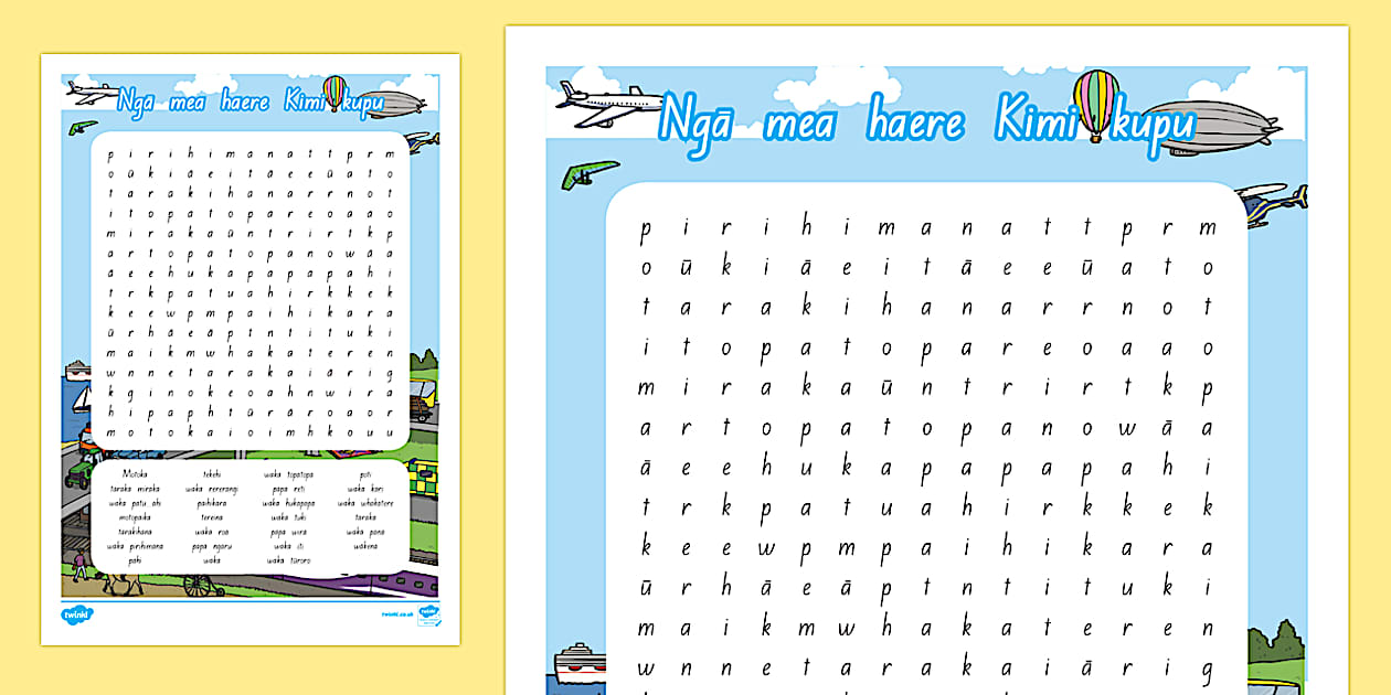 Ngā mea haere Differentiated Word Search (teacher made)