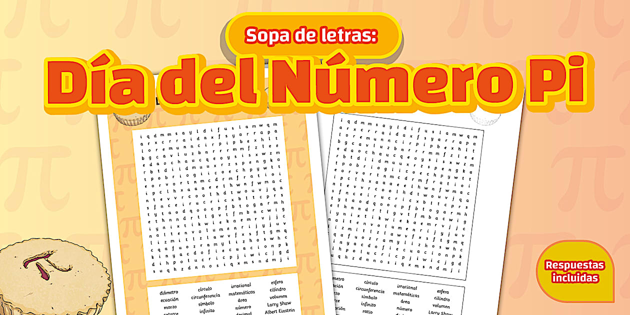 Sopa de letras: Día del Número Pi