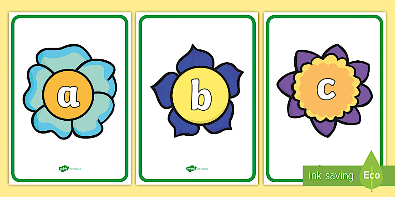 Welsh Alphabet on Flowers Display Posters - Alphabet on Flowers
