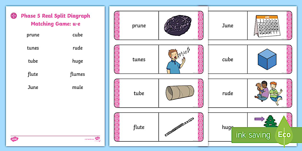 Middle East Phase 5 Real u-e Split Digraph Words Matching Cards