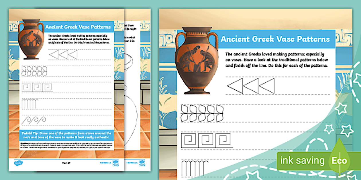 Ancient Greek Patterns - Greek Vases KS2 Activity - Twinkl