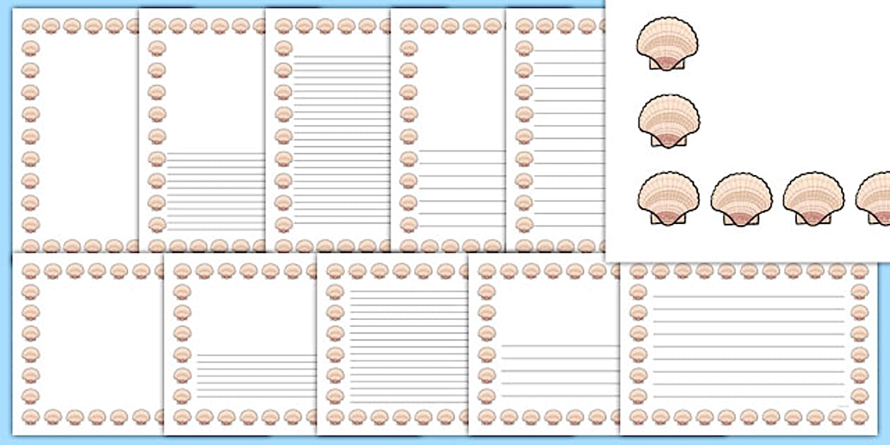 Editable Sea Shell Page Borders (teacher made) - Twinkl