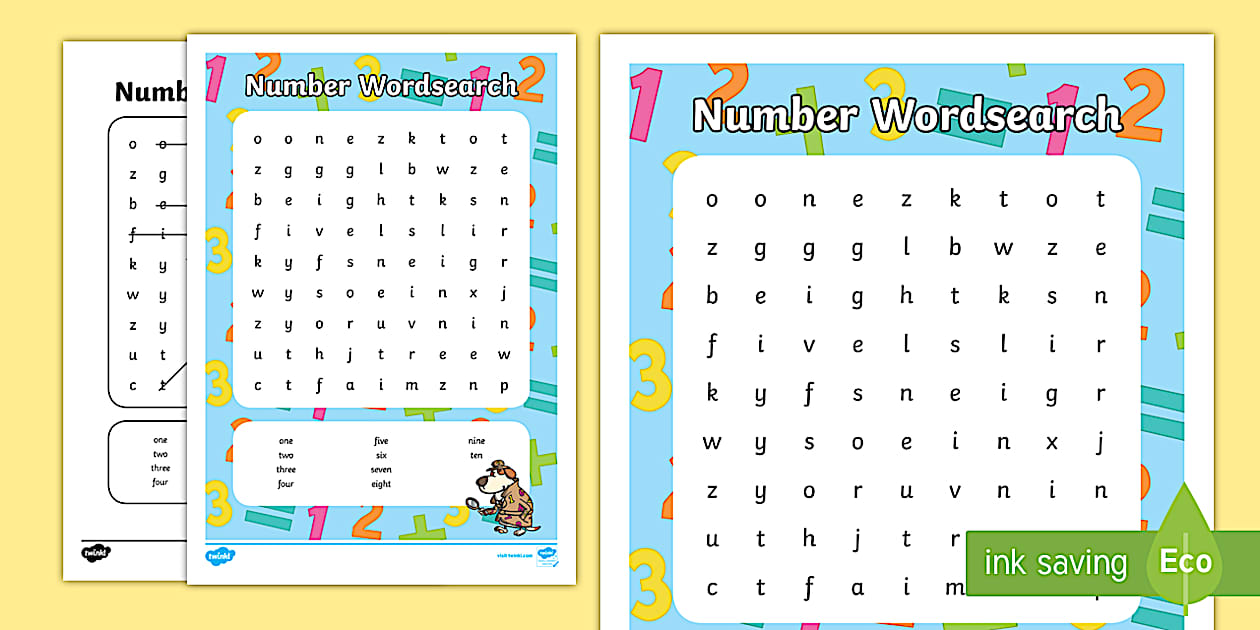 Writing Numbers Word Search (professor feito) - Twinkl