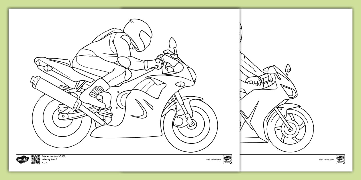 Motorbike Rider Colouring | Colouring Sheets - Twinkl