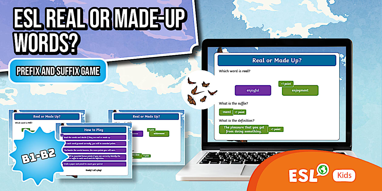 ESL Real or Made-up? Prefix and Suffix Game [Kids, B1-B2]