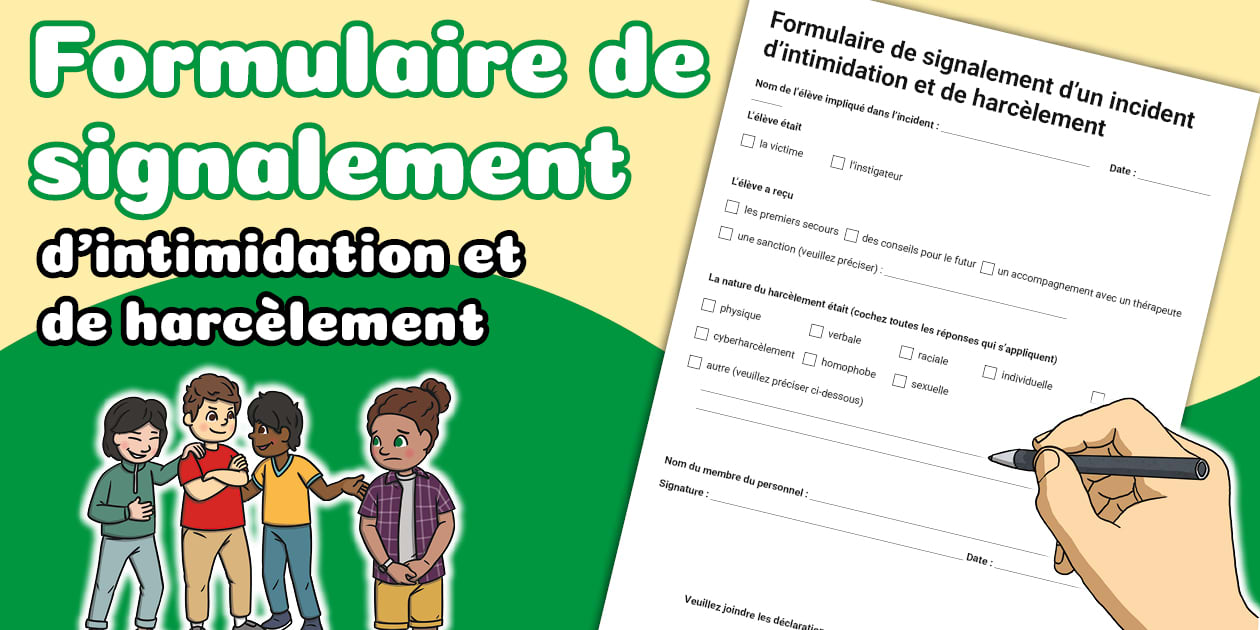 Formulaire de signalement d'incident d'intimidation et de harcèlement