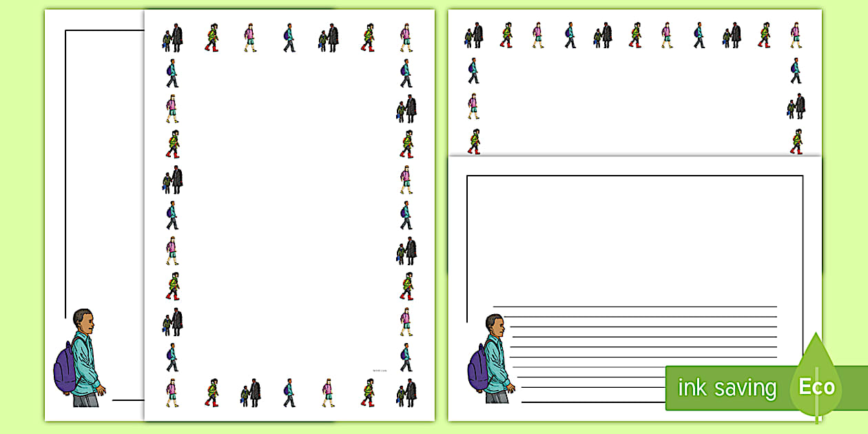KS2 Let's All Walk to School Page Border Pack - Twinkl