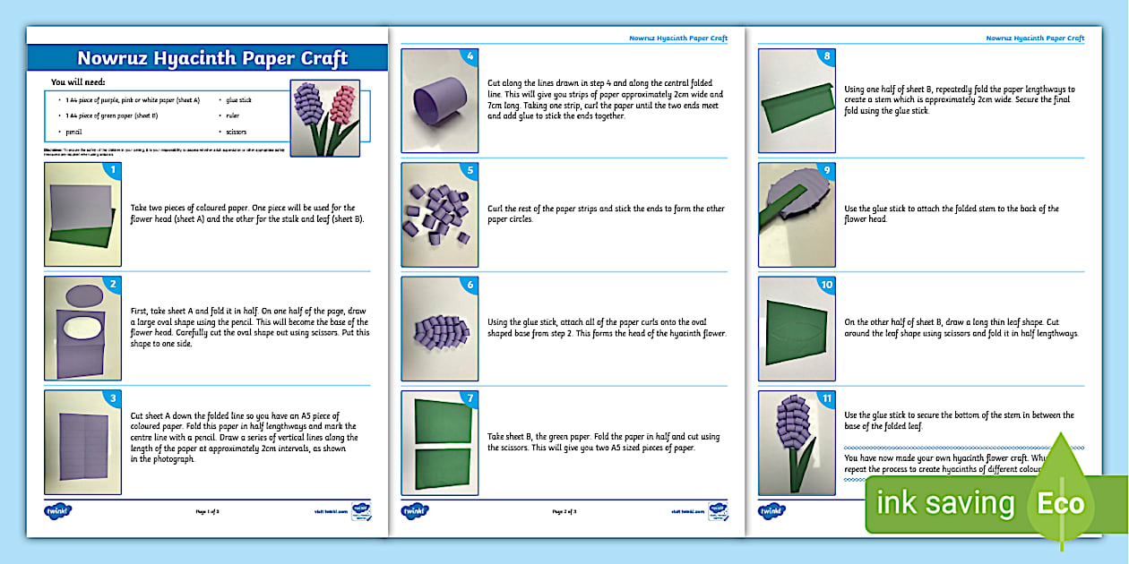 Nowruz Hyacinth Paper Craft Activity - KS2 (teacher made)