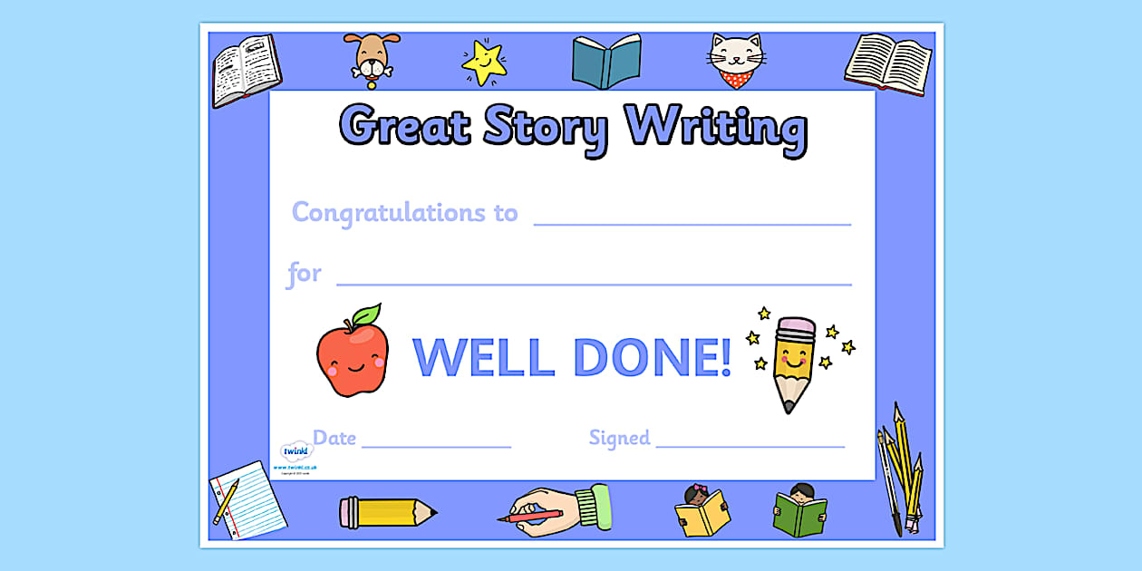 Editable Great Story Writing Certificates - Twinkl