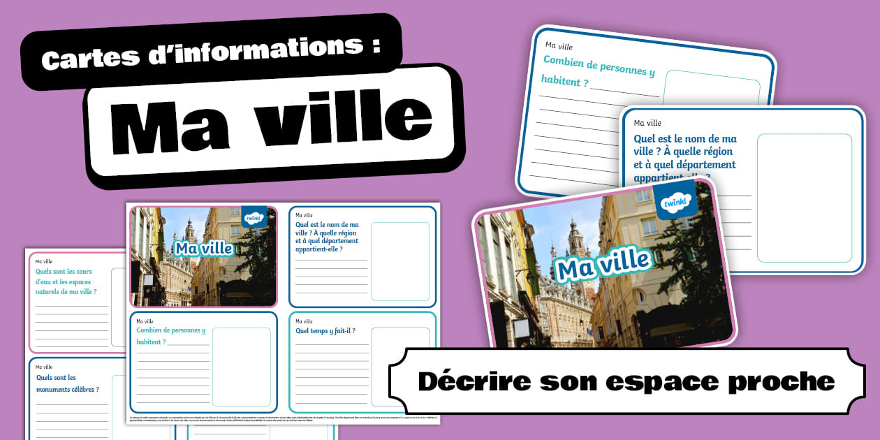 Cartes d'informations : Ma ville - Twinkl