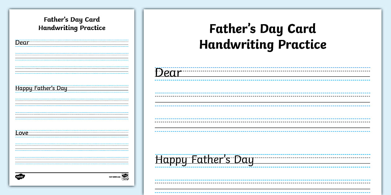 EYFS / KS1 Father's Day Card Handwriting Practice - Twinkl