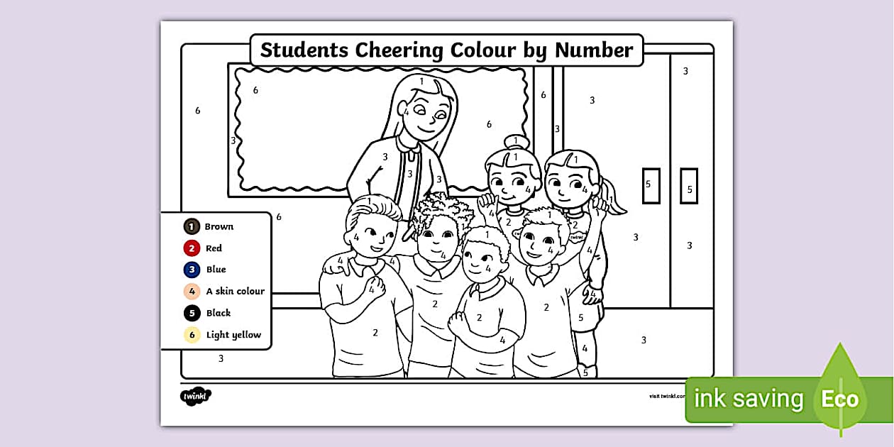 Students Cheering Colour-by-Number Activity | Twinkl | KS1