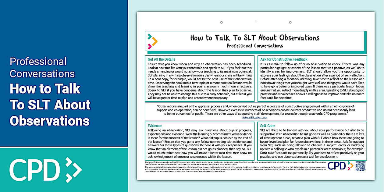 How to Talk To SLT About Observations (teacher made)