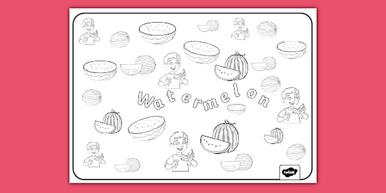 Watermelon Doodle Colouring Page (teacher made) - Twinkl