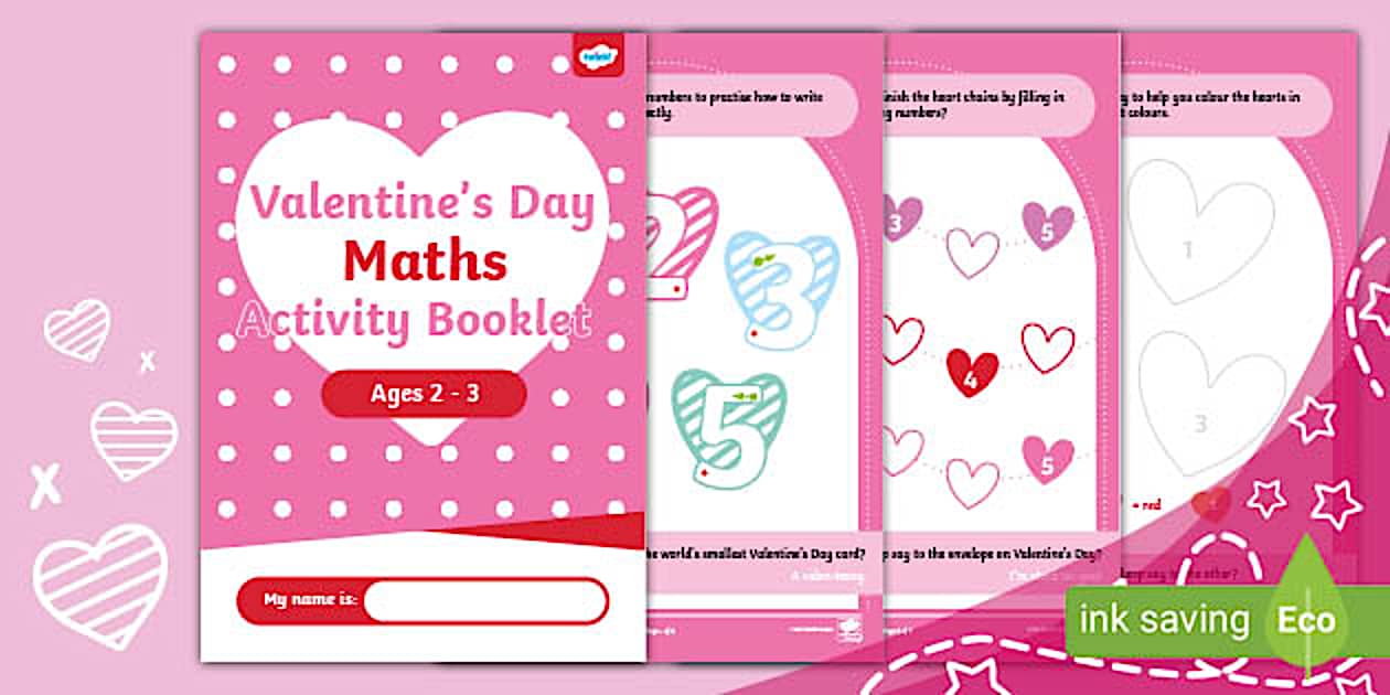 Valentine's Day Maths Activity Booklet (Age 2 - 3) - Twinkl