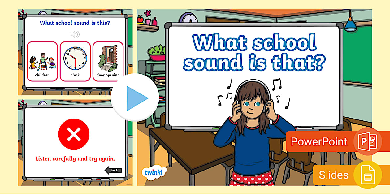 Sounds at School Guessing Game PowerPoint (teacher made)