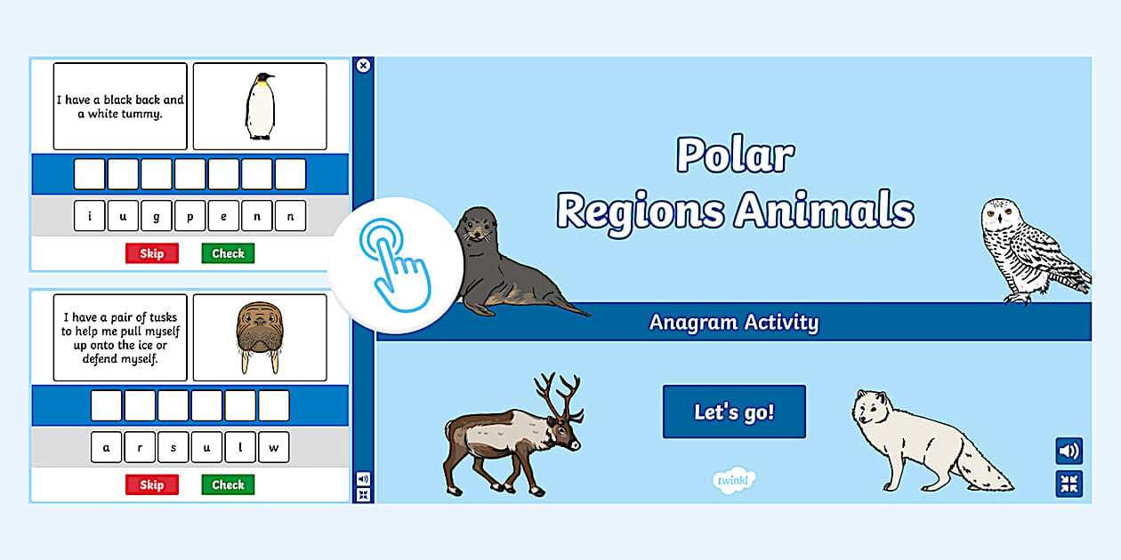 Polar Regions Animals Interactive Anagram Puzzle - Twinkl