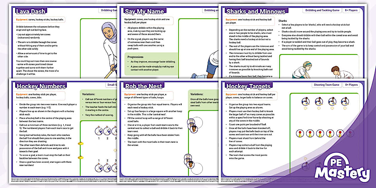 KS2 Hockey Games Cards Pack - Hockey Games and Activities