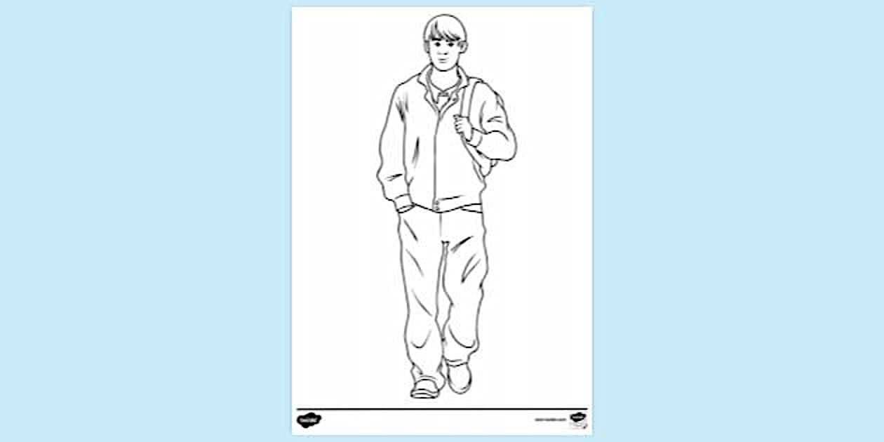 Student Walking Colouring | Colouring Sheets (Teacher-Made)
