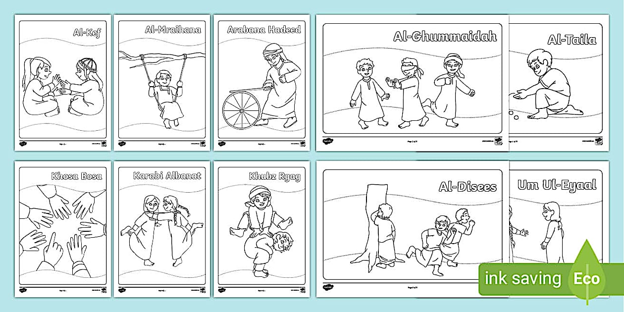 UAE Traditional Games Colouring Sheets (teacher made)