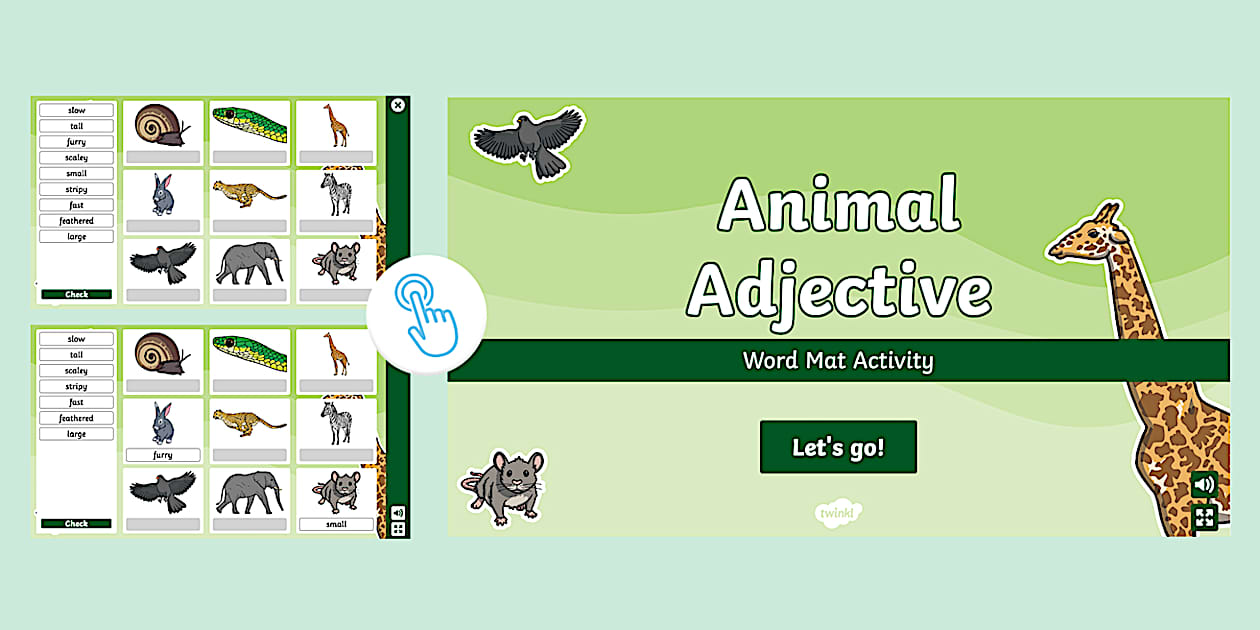 Animal Adjectives Word Match Game (teacher made) - Twinkl