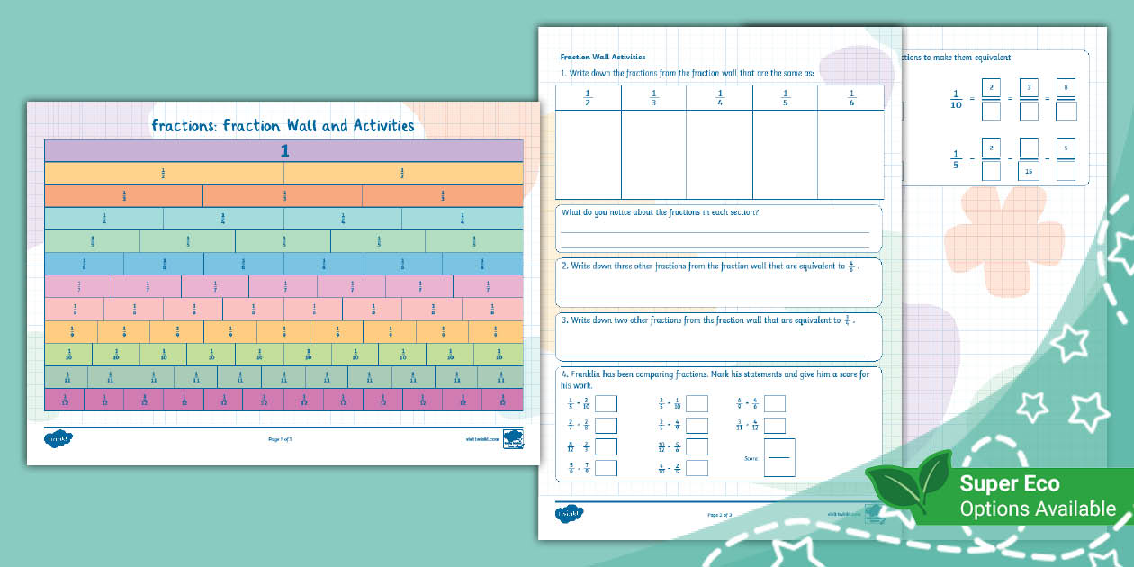 Fractions: Fraction Wall and Activities (Ages 7 - 8)