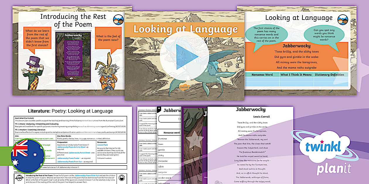 English Year 5 Animals: Jabberwocky Poetry (2) Lesson Pack
