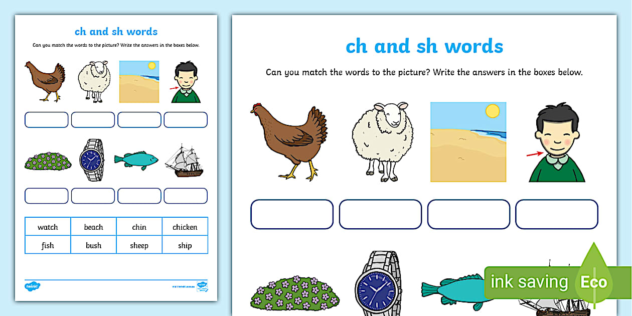 TAS ch and sh Initial and Final Sounds Matching Worksheet