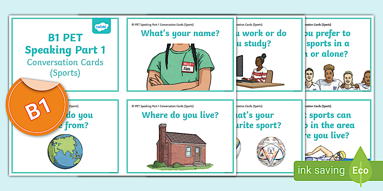 ESL B1 PET Speaking Part 1 Conversation Cards (Sports)